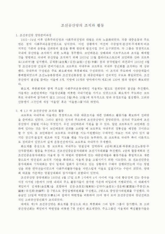 조선공산당의 조직과 활동