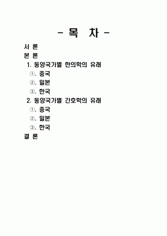 동양 3국의 한의학, 간호학의 유래