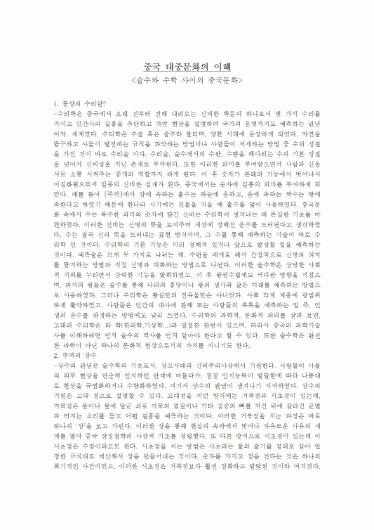 술수와 수학 사이의 중국문화