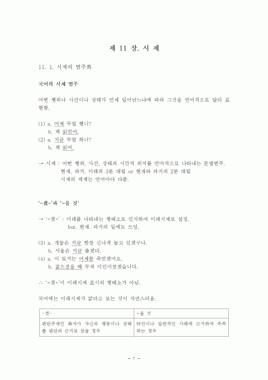 국어문법론 시제