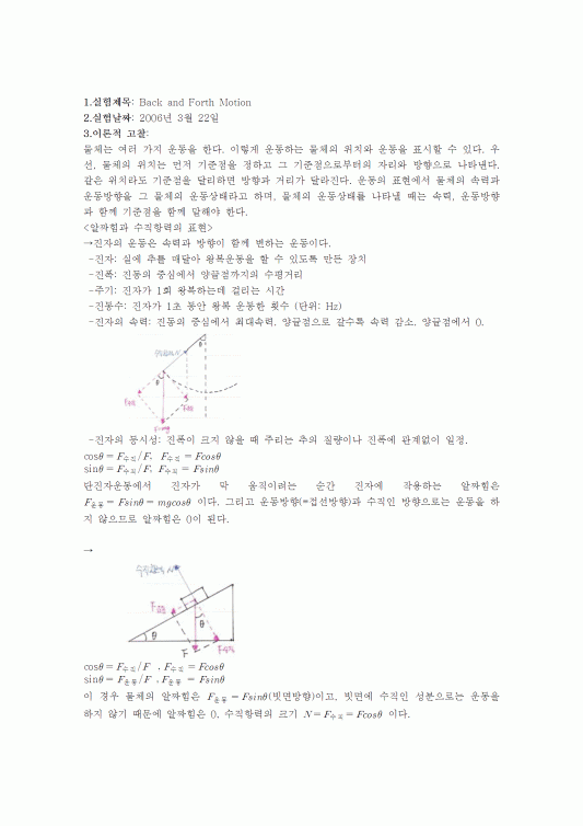 [일반물리 실험 보고서] Back and Forth Motion+++결과,고찰 有