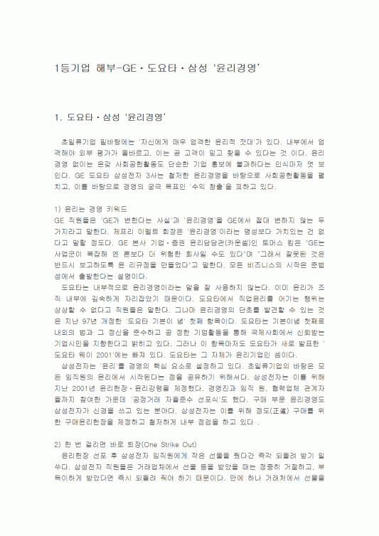 삼성 도요다 GE의윤리경영jo