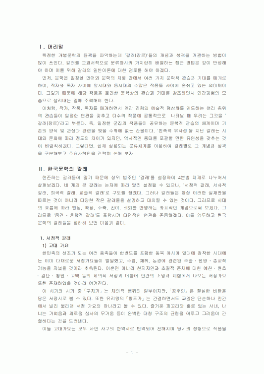 한국문학의 갈래