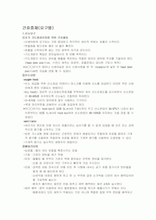 신생아 관련 간호수행