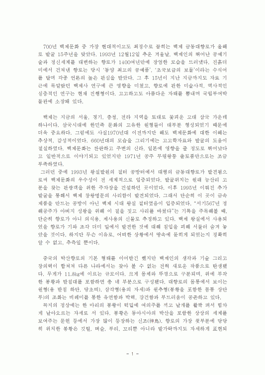 백제대향로 레포트 자료