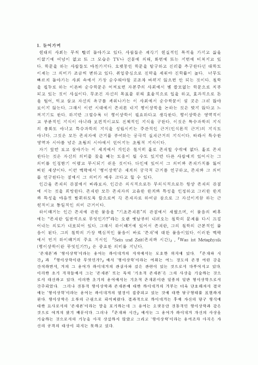 하이데거의 형이상학이란 무엇인가를 읽고