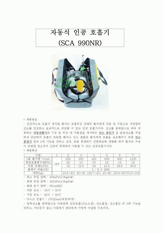 자동식 산소 소생기(자동식 인공 호흡기)