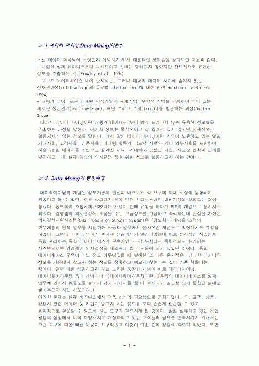 [경영정보] 데이터마이닝(Data Mining)에 대하여 - 활용분야, 기법, 특징, 수행과정, 논란, 발전과 미래 등