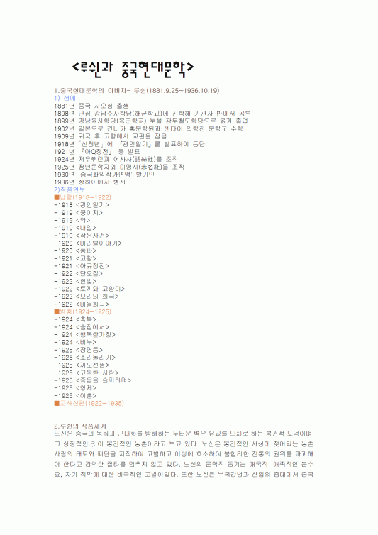 노신과 현대문학