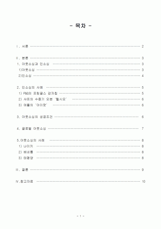 아웃소싱과 인소싱의 사례