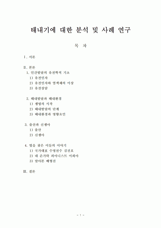 태내기에 대한 분석 및 사례연구