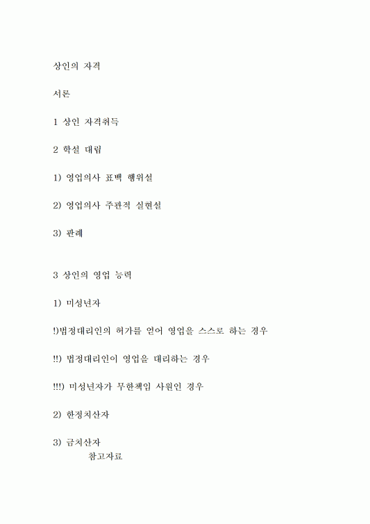 상인의 자격 레포트 자료