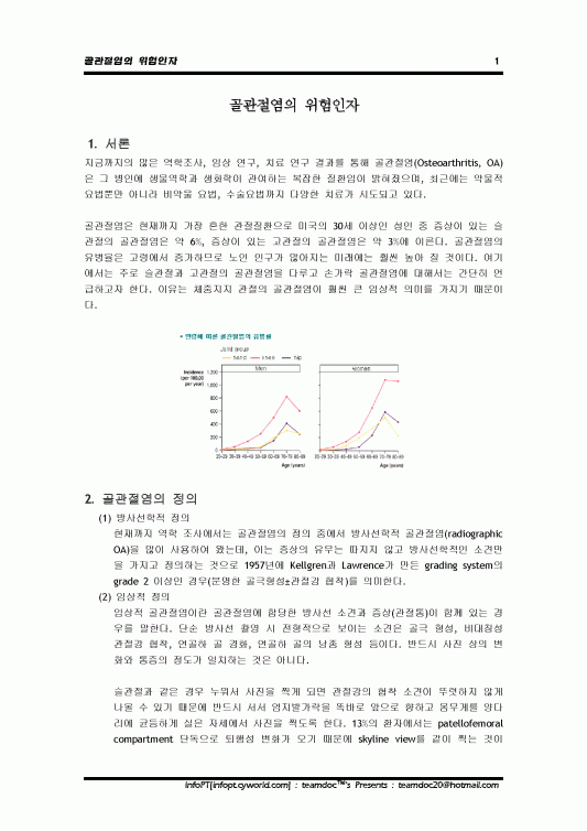 [물리치료] 골관절염의 위험인자