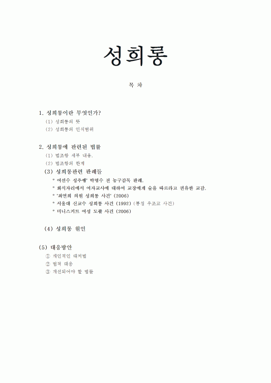 성희롱의 개념 및 사례와 대응방안