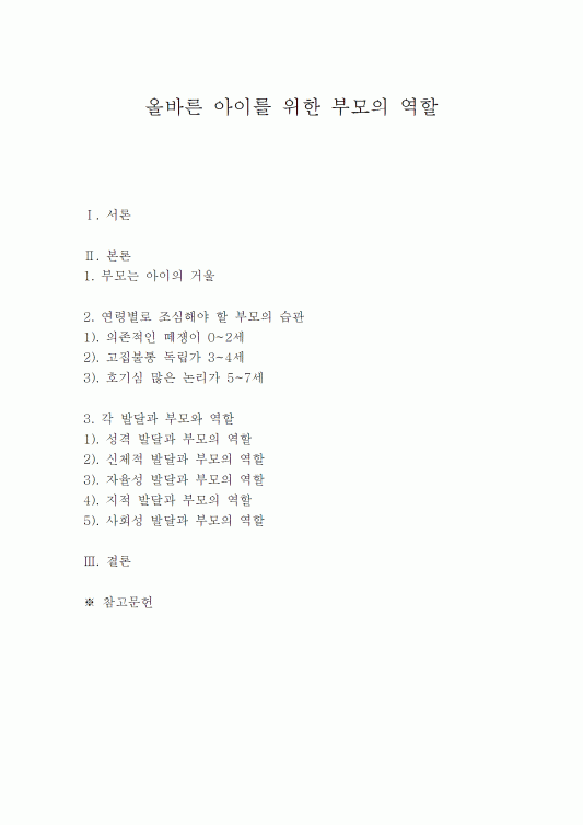 올바른 아이를 위한 부모의 역할