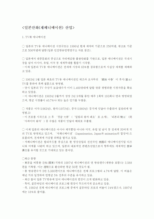 일본 만화 산업 분석