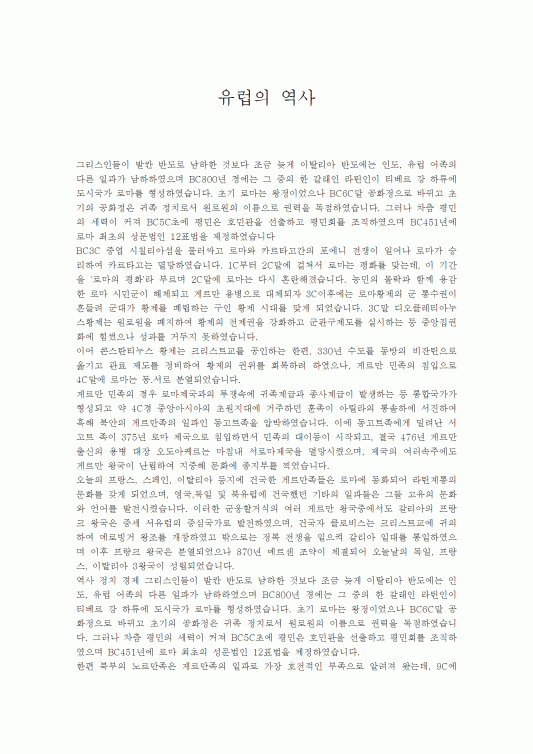 유럽의 역사 레포트 자료