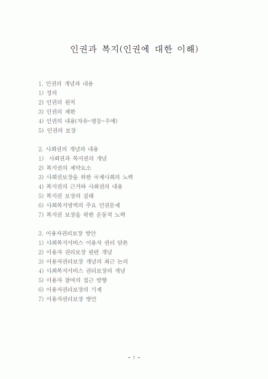 [사회복지] 인권과 복지(인권에 대한 이해)