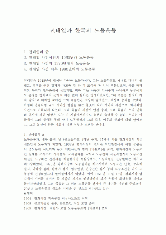 전태일과 한국의 노동운동