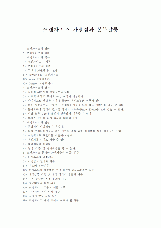 프랜차이즈 가맹점과 본부갈등