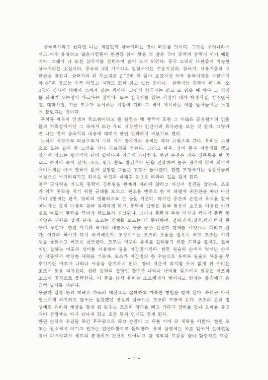 삼국지 감상문, 독후감