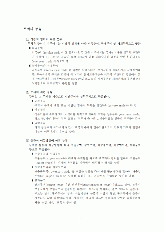 무역의 종류 레포트 자료