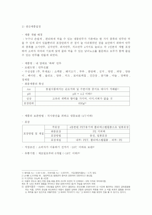 냉동만두haccp계획