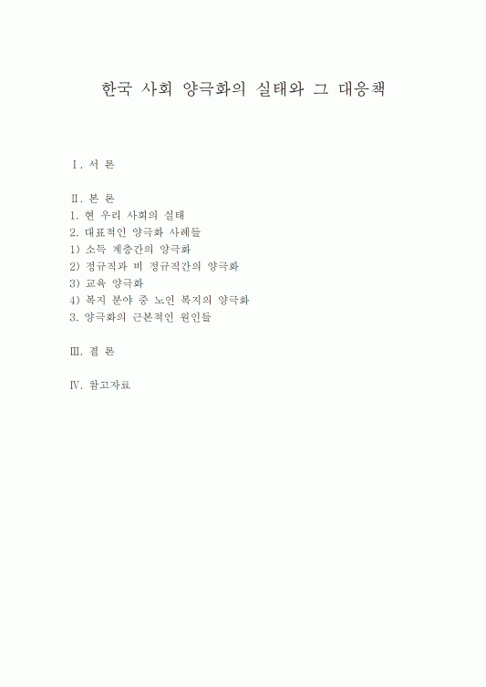 한국 사회 양극화의 실태와 그 대응책