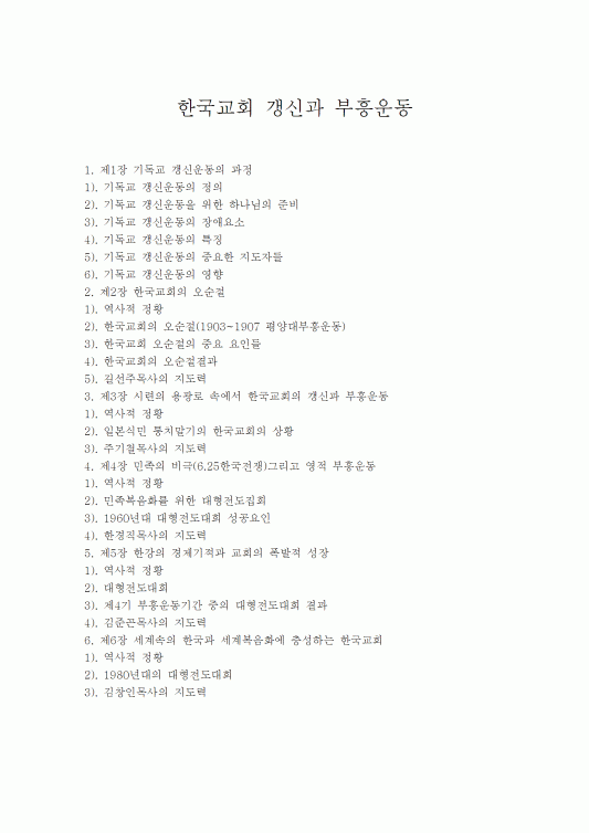 한국교회 갱신과 부흥운동