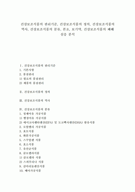 [건강보조식품][건강보조식품의 관리기준][본초][보기약][건강보조식품의 폐해]건강보조식품의 관리기준, 건강보조식품의 정의, 건강보조식품의 역사, 건강보조식품의 분류, 본초, 보기약, 건강보조식품의 폐해 분석