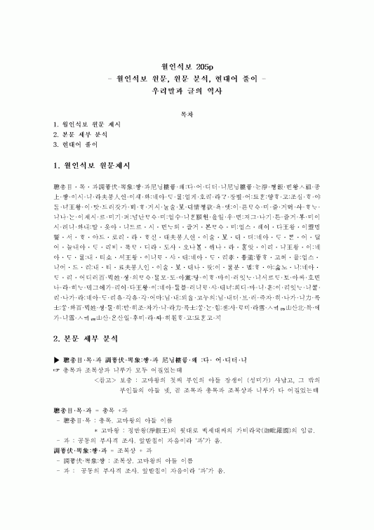 월인석보 원문 분석과 현대어 풀이