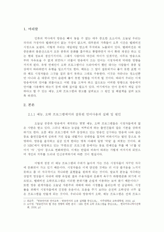 방송언어의 문제점과 해결방안