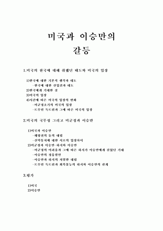 미국과 이승만의 갈등