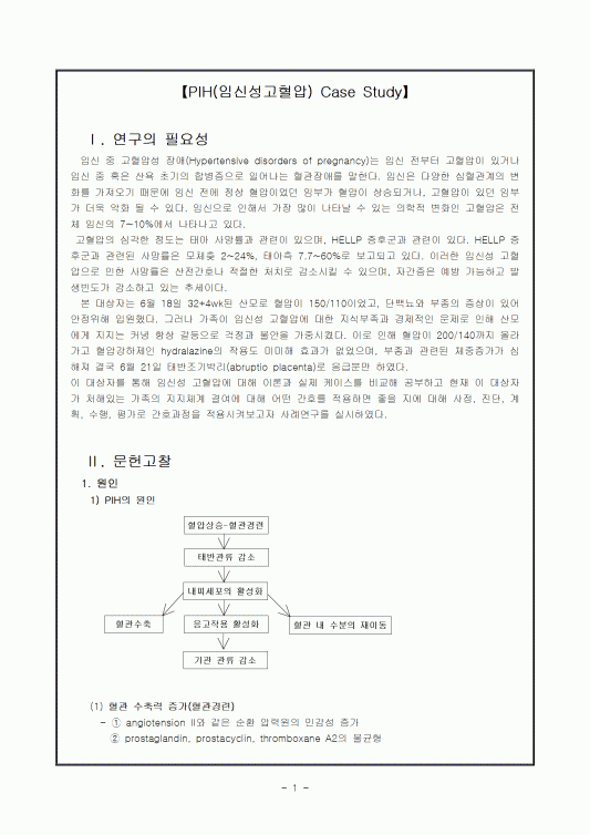 분만실 case: 자간전증(PIH)