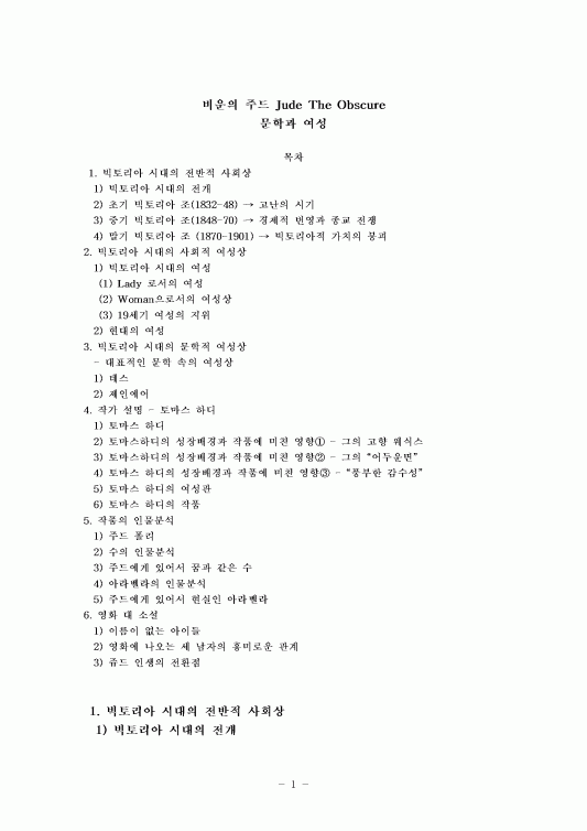 토마스 하디의 비운의 주드 연구