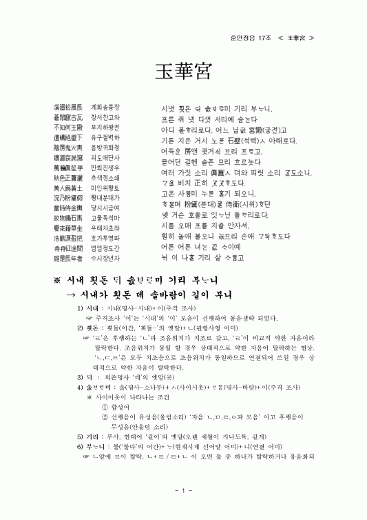 옥화궁(玉華宮) 해석 정리
