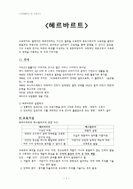 헤르바르트 요점정리
