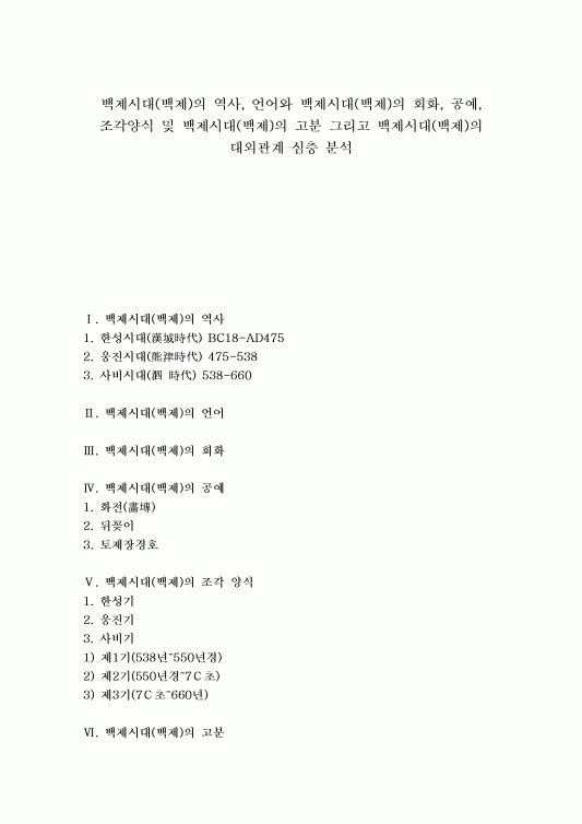 [백제시대][백제][삼국시대][백제사]백제시대(백제)의 역사, 백제시대(백제)의 언어, 백제시대(백제)의 회화, 백제시대(백제)의 공예, 백제시대(백제)의 조각양식, 백제시대(백제)의 고분, 백제시대(백제) 대외관계