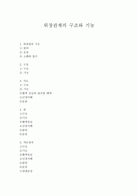 위장관계의 구조와 기능