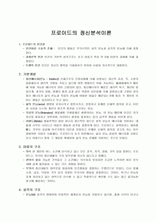 프로이트의 정신분석학적 이론