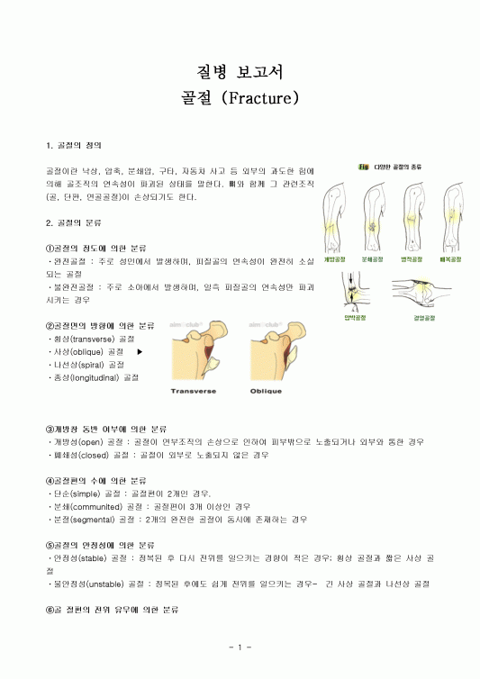 골절 Fracture 레포트 자료