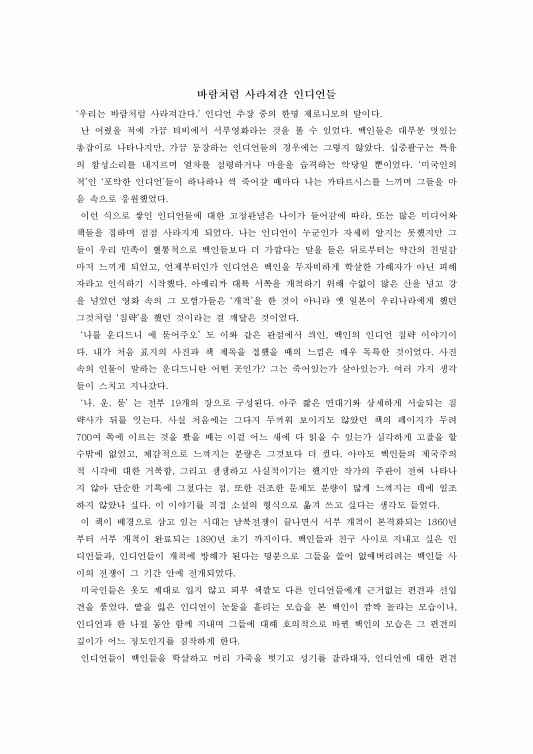 나를 운디드니에 묻어주오(감상문)