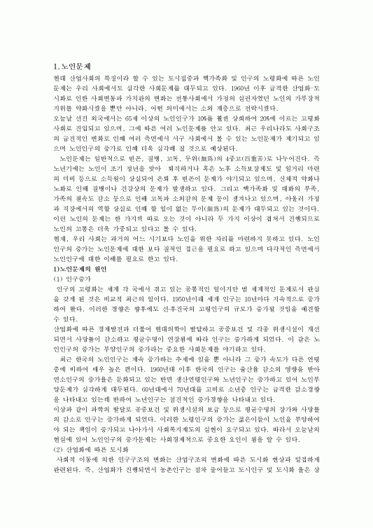노인복지서비스의 필요성