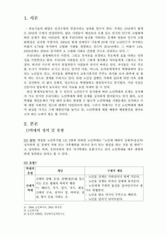 사회문제론 - 노인학대 파트 조사, 토론자료
