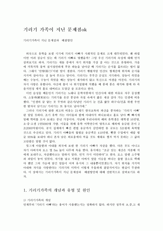 기러기 가족이 지닌 문제점ok