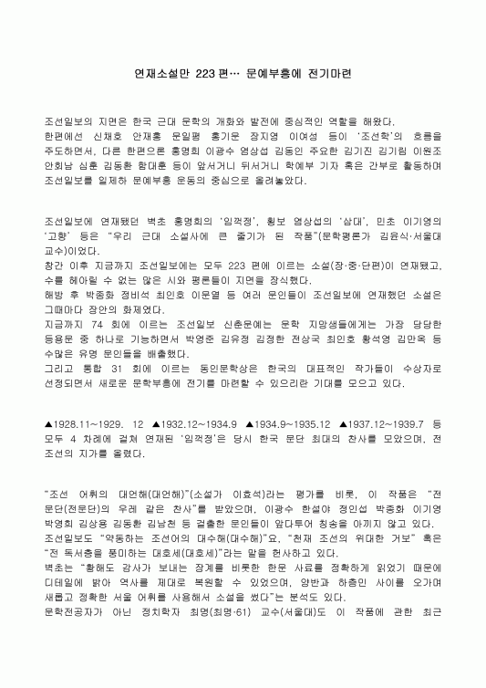 이기영 문학세계 연재소설만 223편