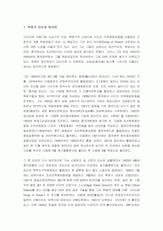 아리랑 서평 레포트 자료
