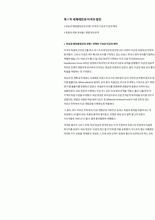 제1차 세계대전과 미국의 참전