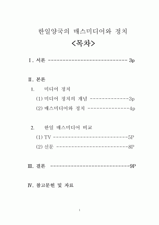 한일양국의 매스미디어와 정치
