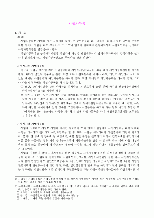 사업자등록 레포트 자료